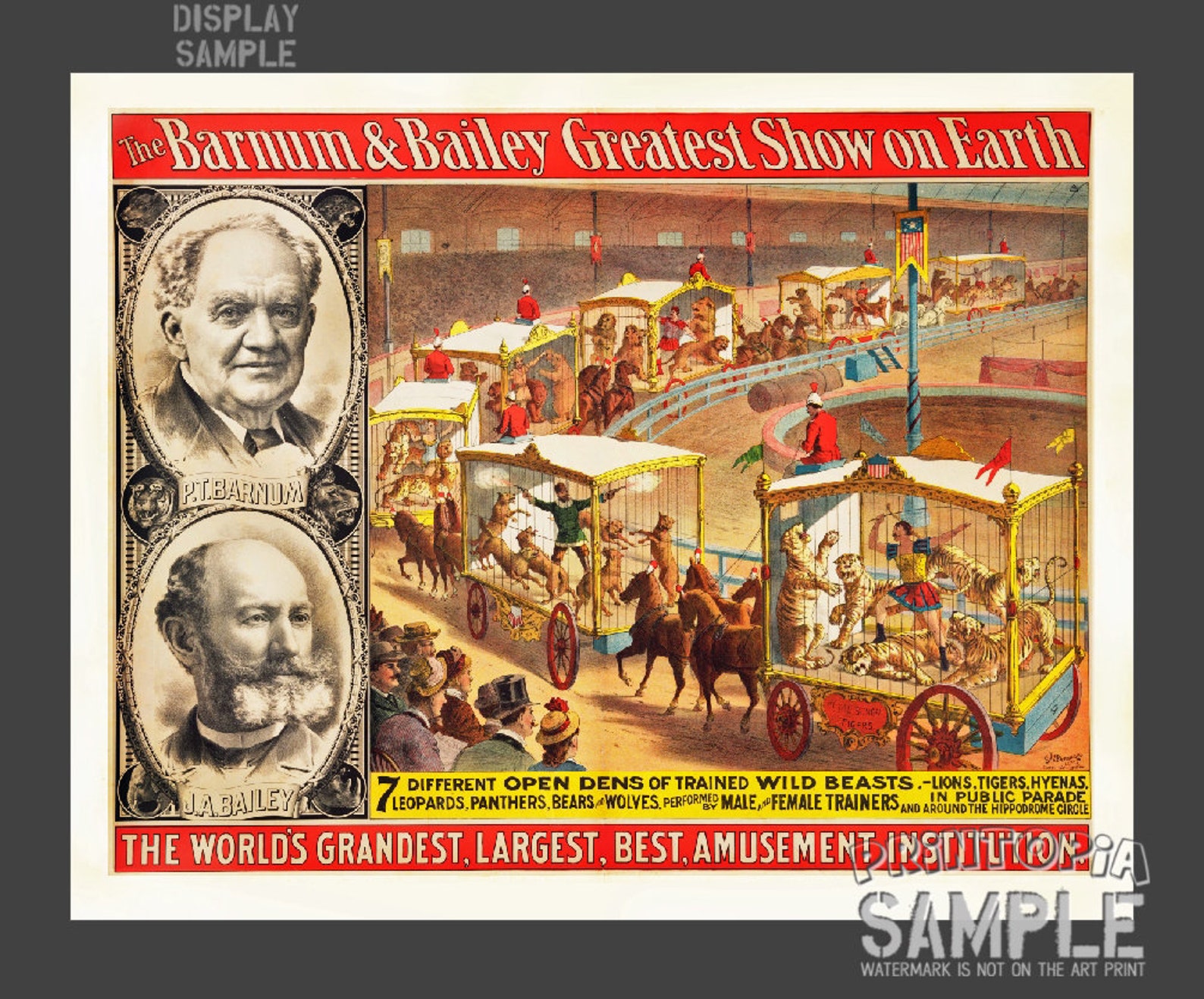 Barnum Circus Greatest Show on Earth (1890) * Quality Art Print * Under ...