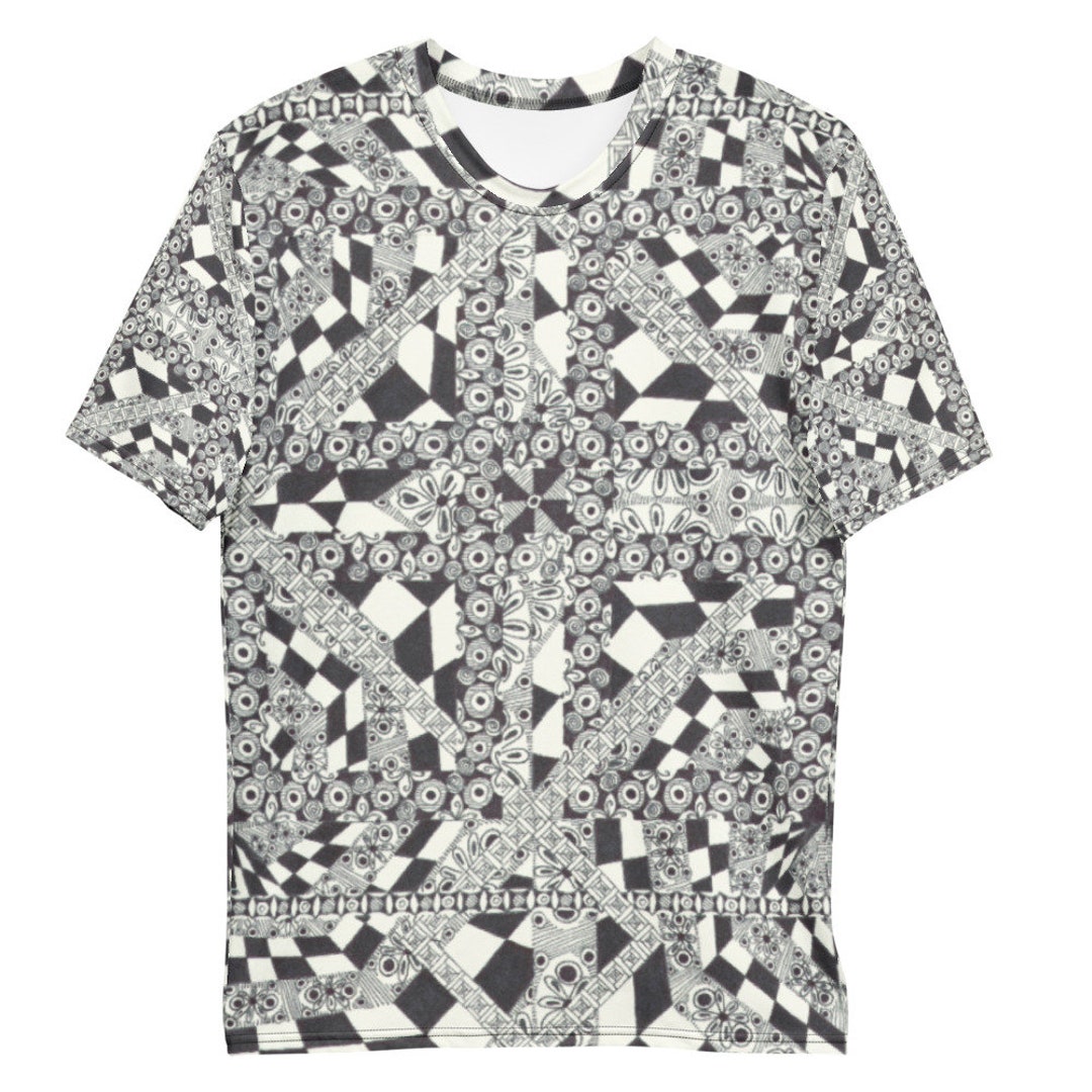 Black and White, Checkered, Check, Swirl, Cotton Fabric, T-shirt Design ...