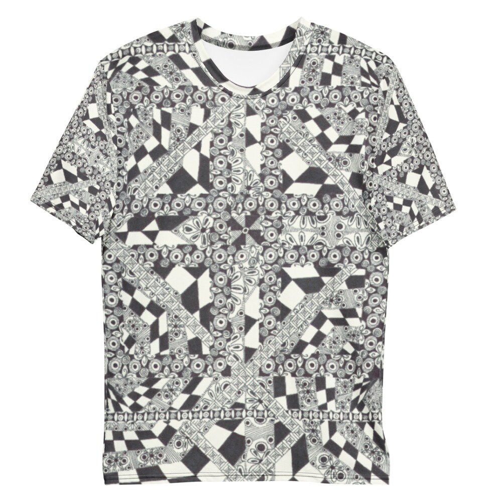 Black and White, Checkered, Check, Swirl, Cotton Fabric, T-shirt Design ...