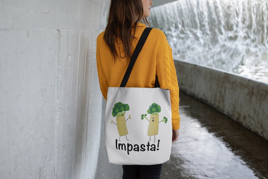 Impasta Pun Tote for Farmers Market, Funny Vegan Pasta Tote Bag, Silly ...