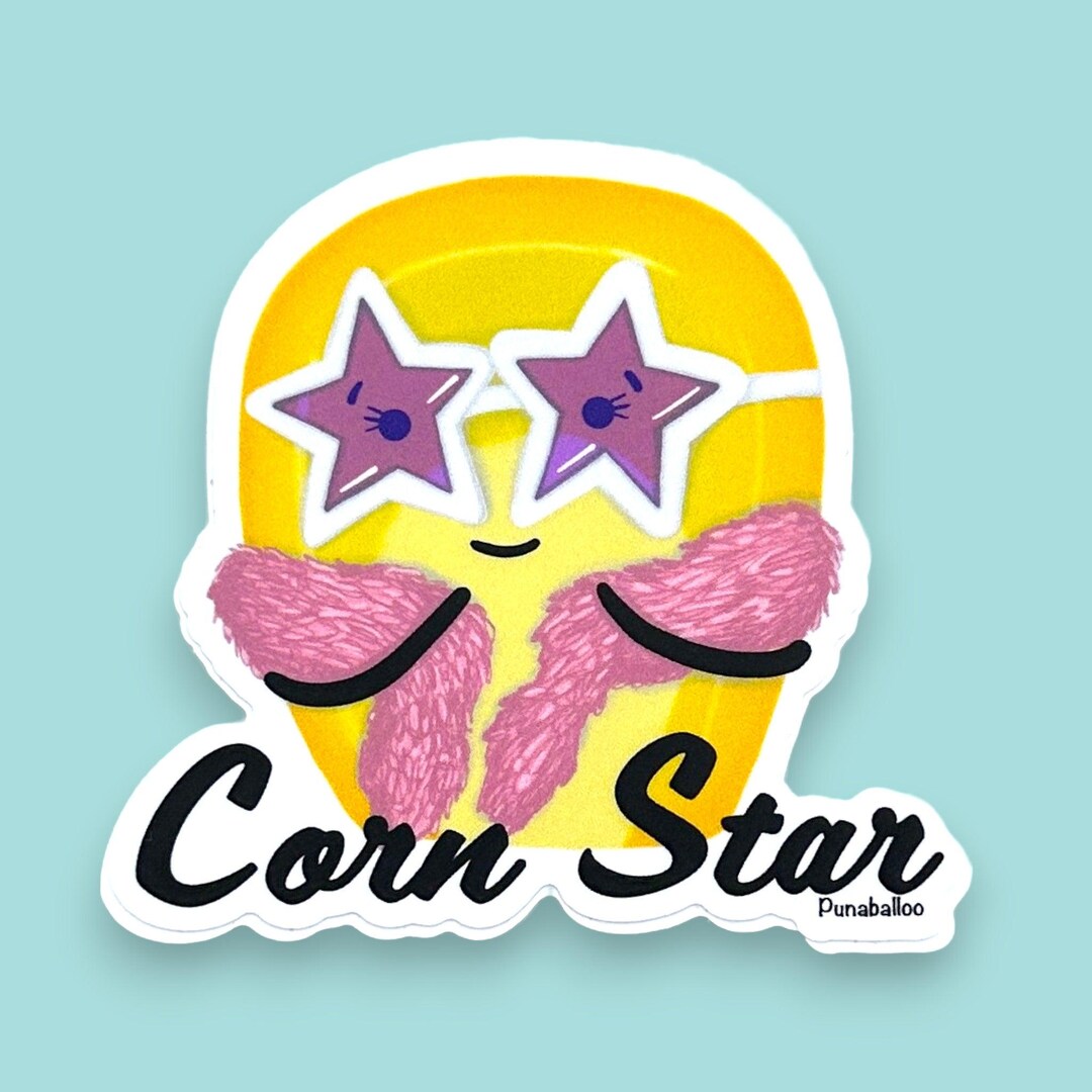 Corn Star 3" Vinyl Corn Pun Sticker, Funny Waterproof Sticker for Water ...