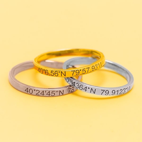 Coordinates Ring - Etsy