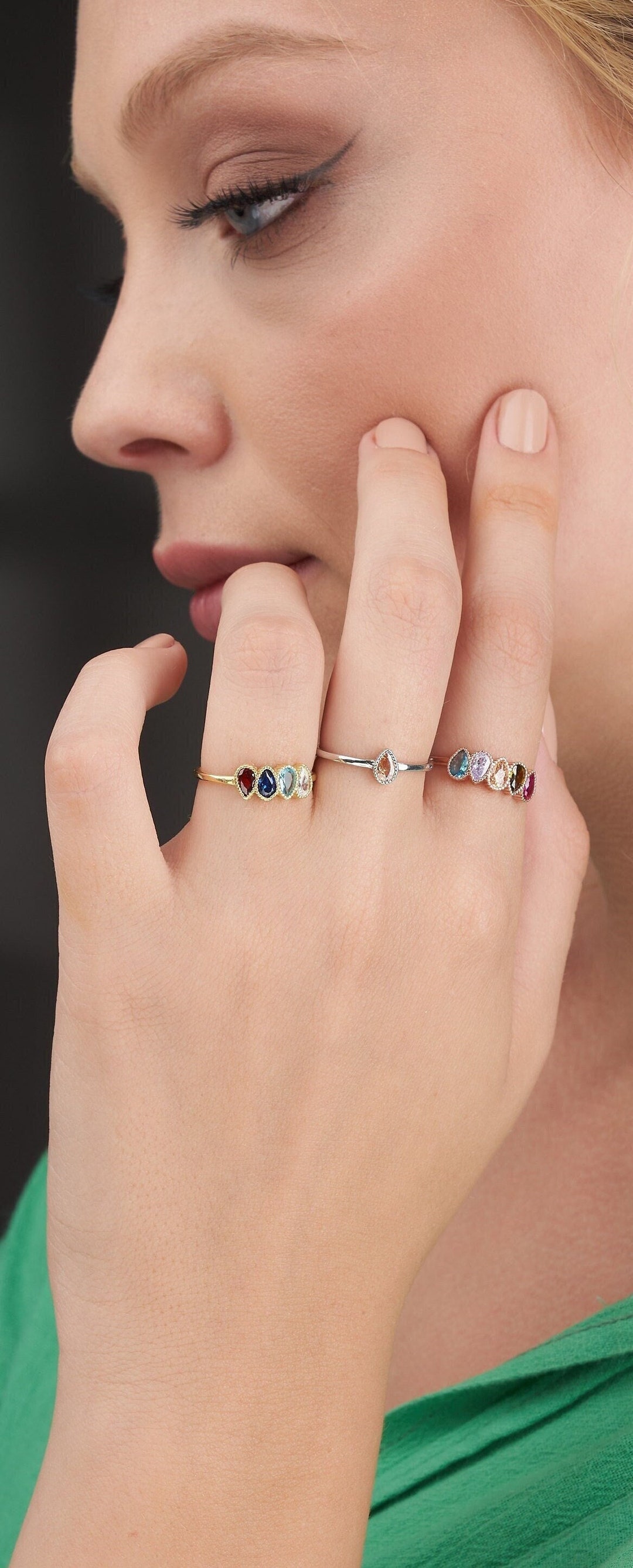 Multiple Pear Shape Cut Birthstones Jewelry Custom Birthstones Family ...