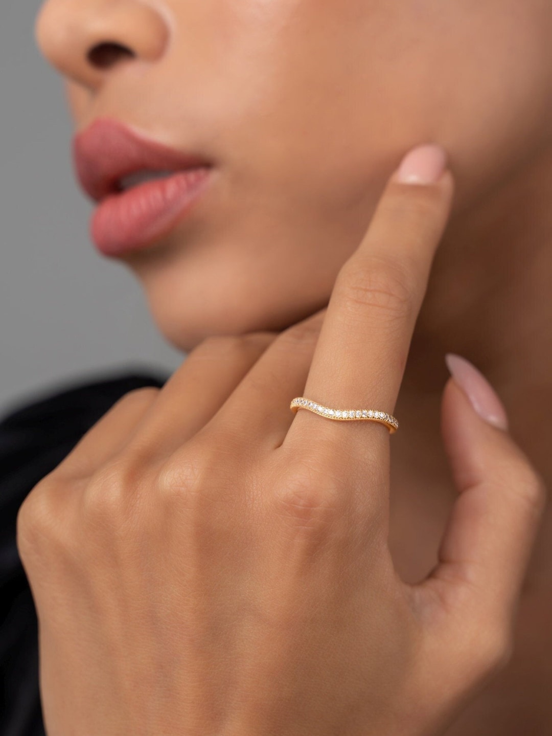 Diamond Curved Ring • Nesting Band Ring • Everyday Diamond Ring ...