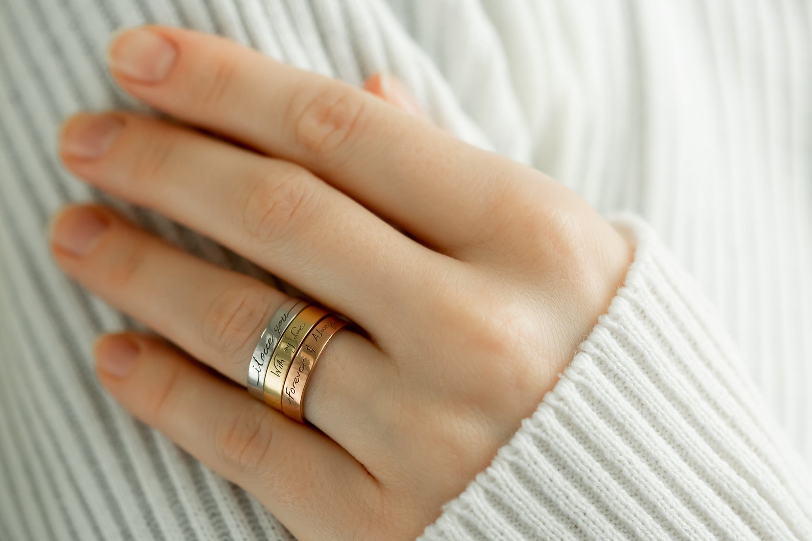 Handwriting Ring Actual Handwriting Ring Memorial Band - Etsy