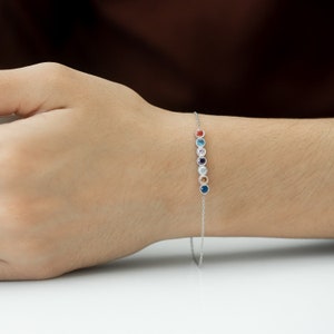 Sterling Silver Multi-birthstone Bracelet • Multi-stone Family ...