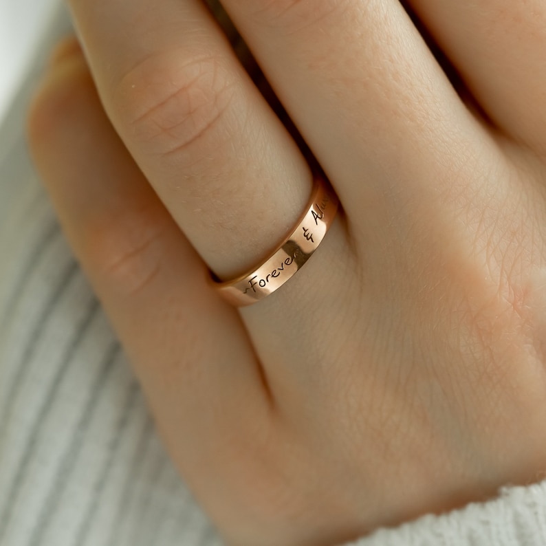 Handwriting Ring Actual Handwriting Ring Memorial Band - Etsy