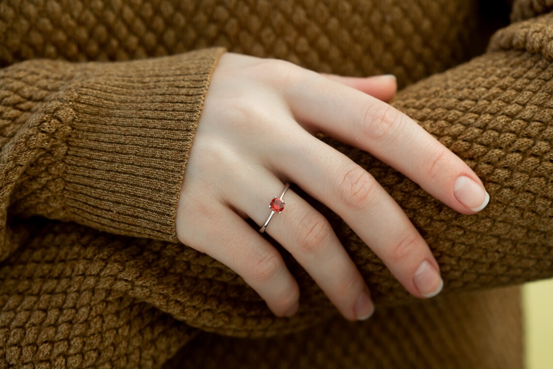 Sterling Silver Gemstone Ring Single Stone Ring | Etsy