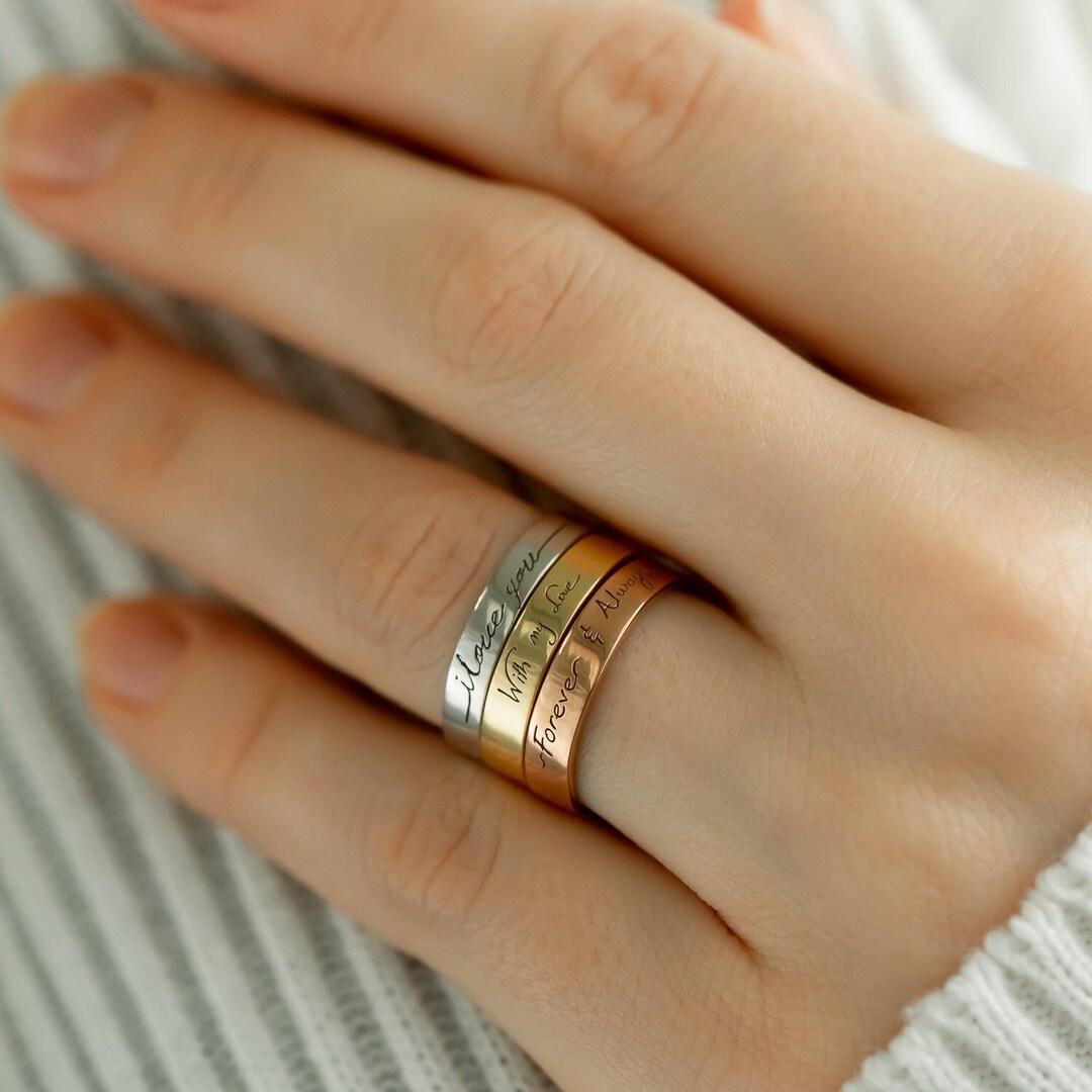 Handwriting Ring • Actual Handwriting Ring • Memorial Band Ring ...