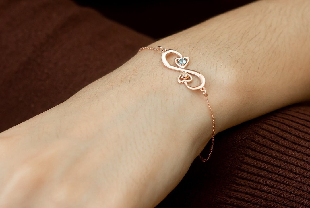 Customized Family Eternity Gemstone Bracelet • Infinity Two Birthstones ...