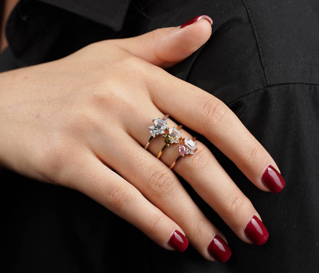 Elegant Birthstone Bundle Ring • Custom Sterling Silver Ring • Multi ...