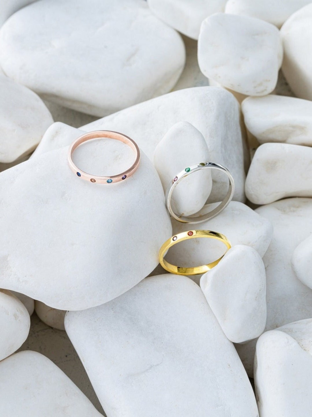 Girls Ring • Custom Birthstone Ring in Bezel Setting • Kids Birthstones ...