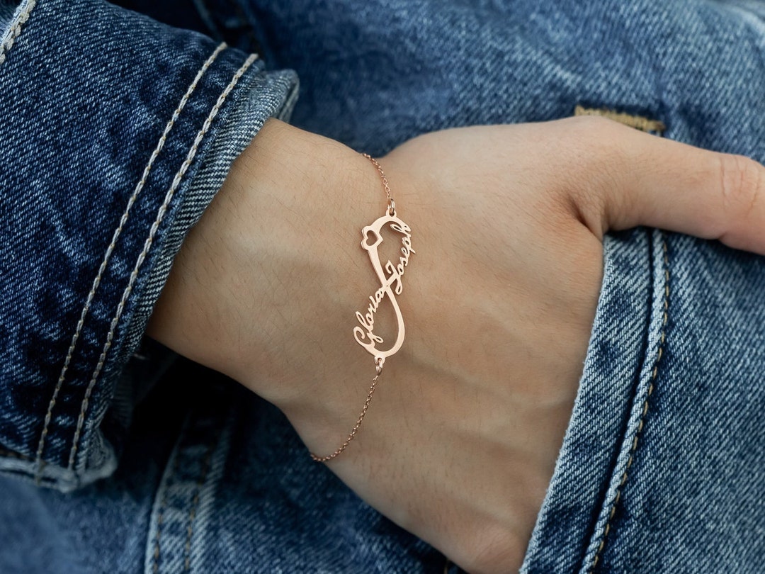 Sterling Silver Infinity Name Bracelet • Infinity Nameplate Bracelet ...