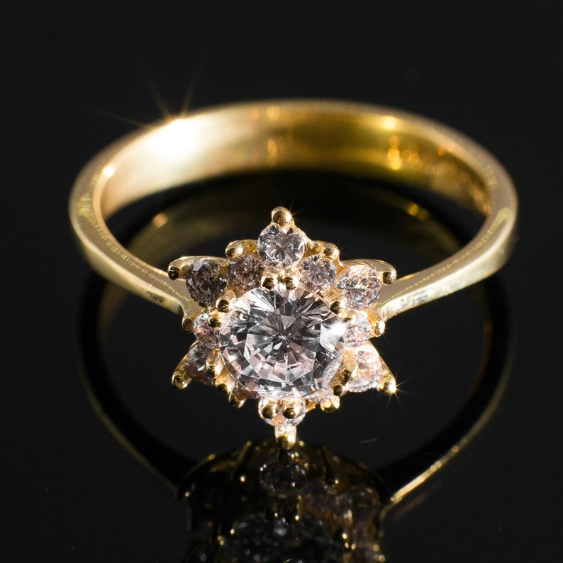 Star Diamond Ring Engagement Ring Floral Ring Sunburst - Etsy