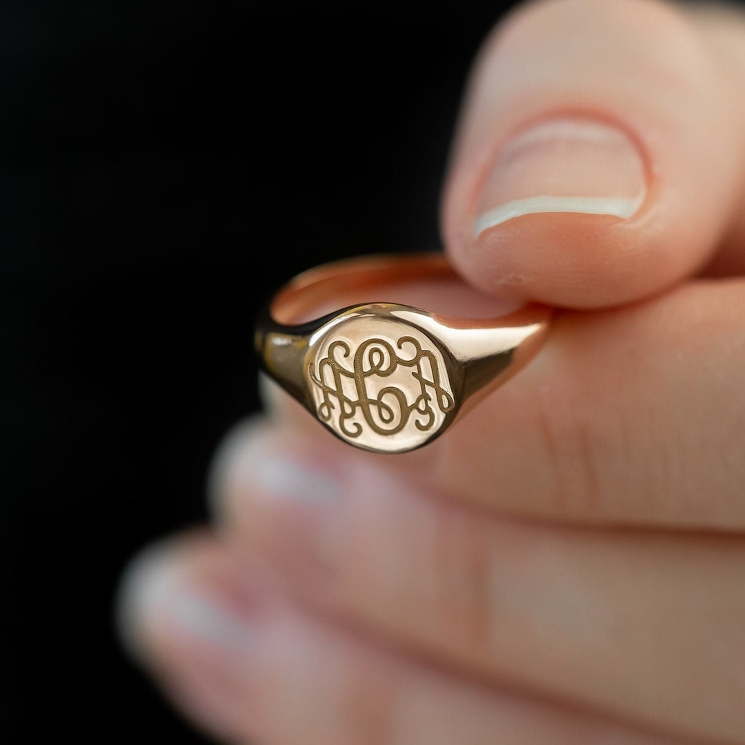 Monogram Ring • Sterling Silver Ring • Custom Engraved Ring • Initial ...