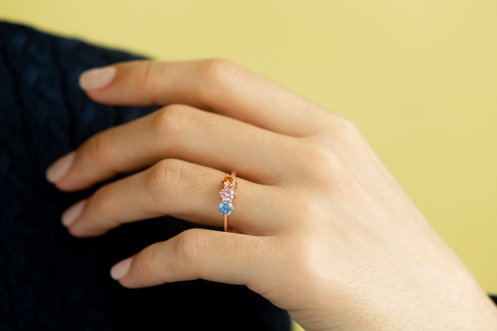 14K Family Birthstone Ring • Multi-stone Ring • Dainty Birthstone Ring ...
