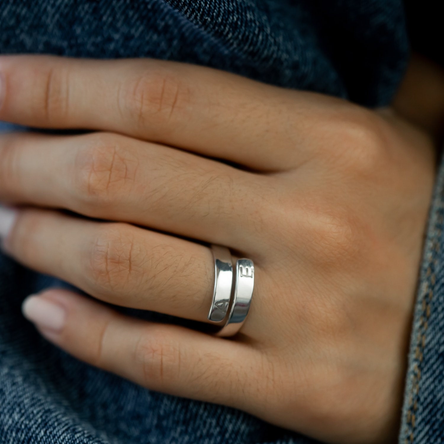 Bypass Initial Ring Sterling Silver Letter Ring Couples - Etsy