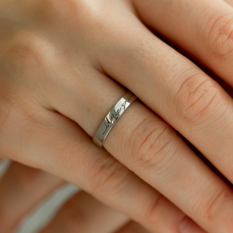 Handwriting Ring Actual Handwriting Ring Memorial Band - Etsy