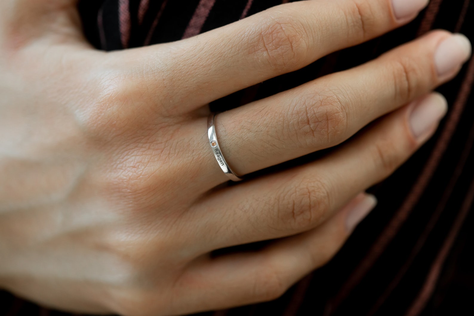 Baby Name and Birthstone Stacking Baby Name Birthstone Ring | Etsy