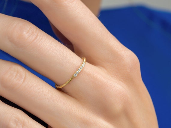 Twisted Diamond Band Stacking Wedding Ring Engagement Ring - Etsy