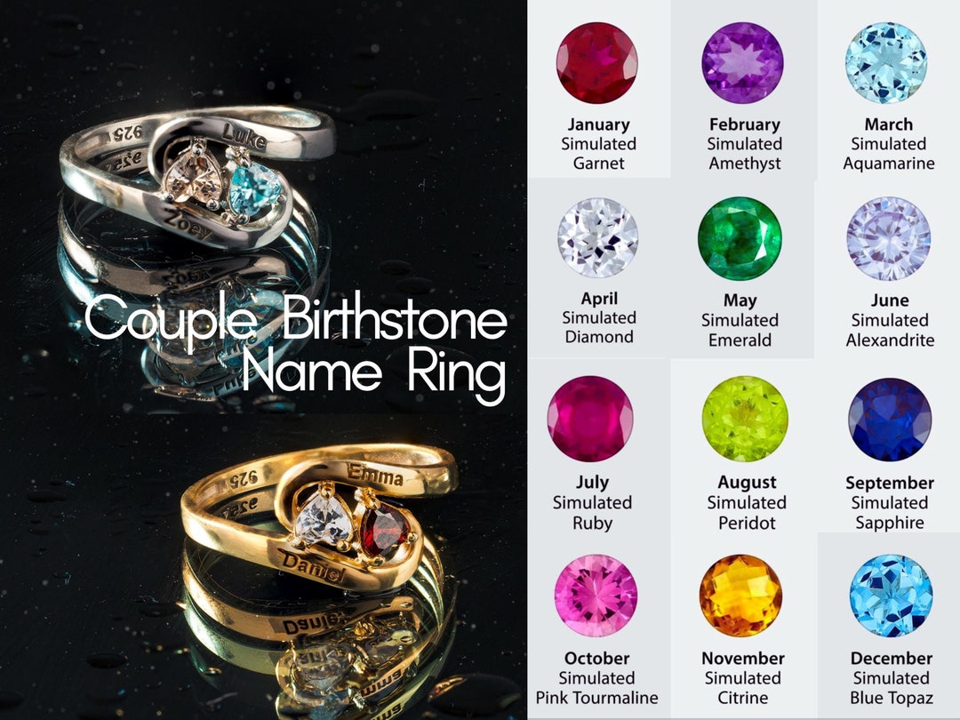 Personalized Couple Birthstone Name Ring • Gift for Your Boyfriend ...