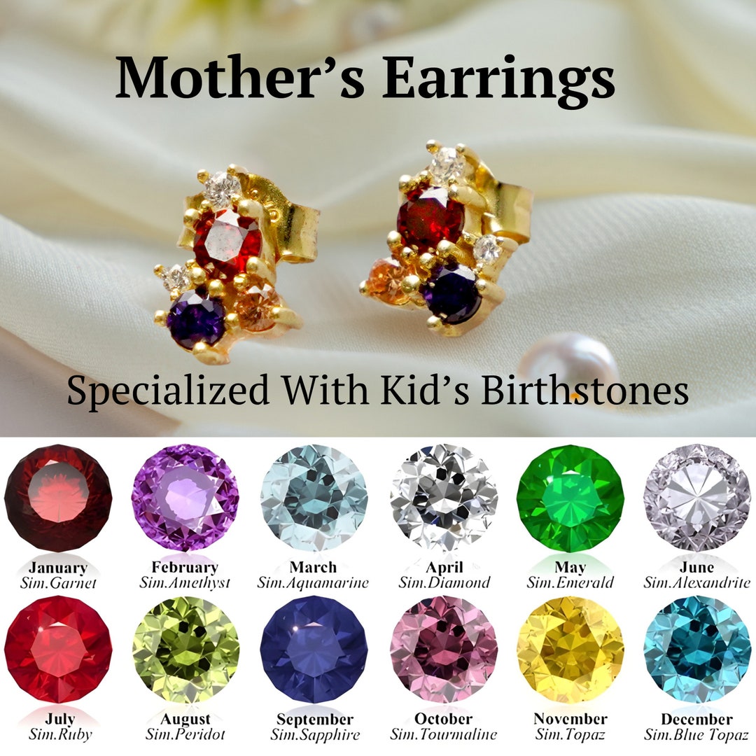 Cluster Stone Stud Earrings • Gemstone Stud Earrings • Your Family ...