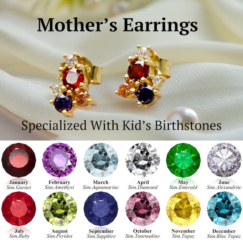 Cluster Stone Stud Earrings • Gemstone Stud Earrings • Your Family ...