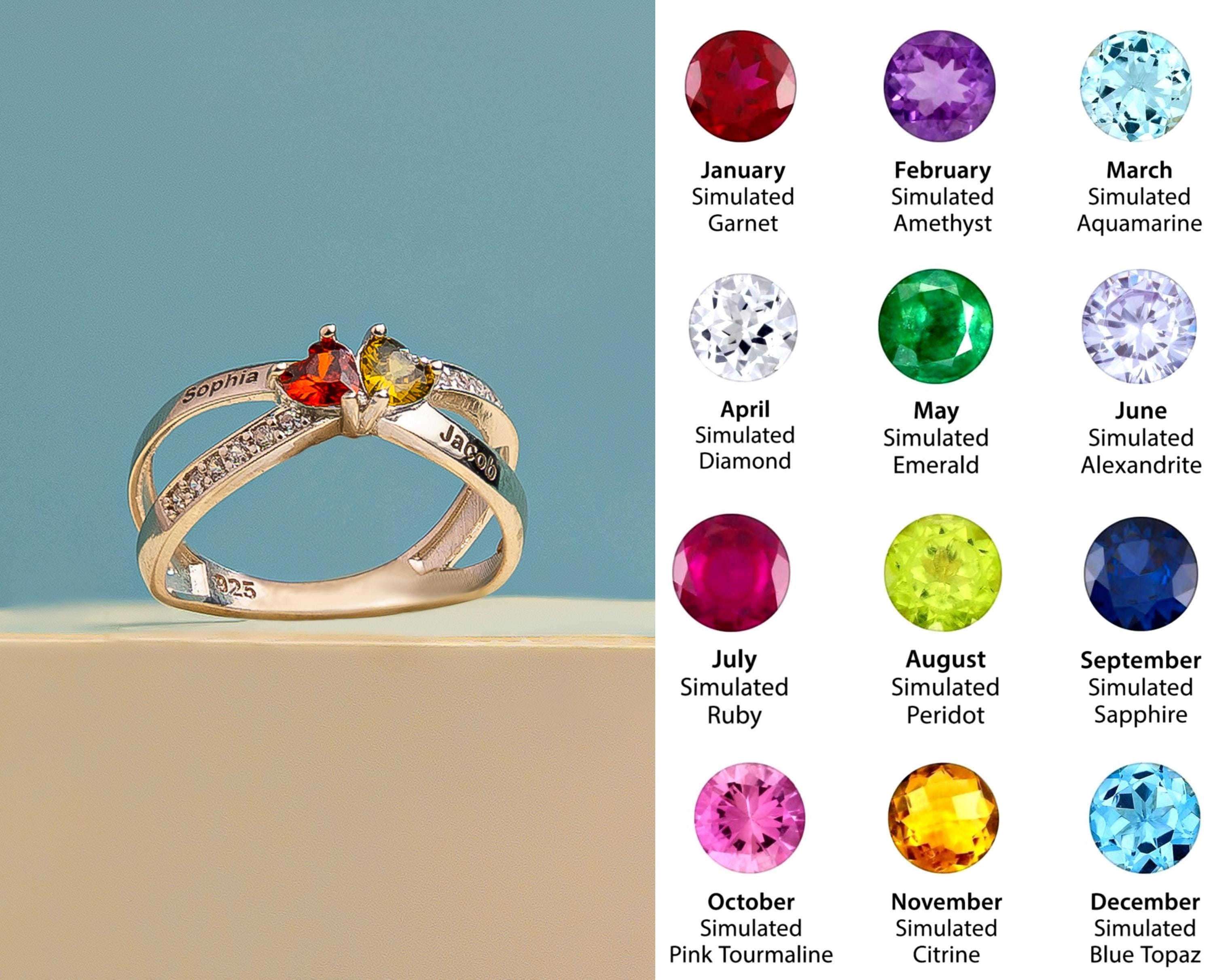 Personalized Couple Birthstone Name Ring • Personalized Gift for Your ...