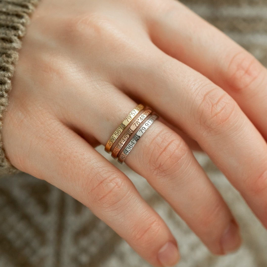 Coordinate Ring • Sterling Silver Ring • Where We Met Ring ...