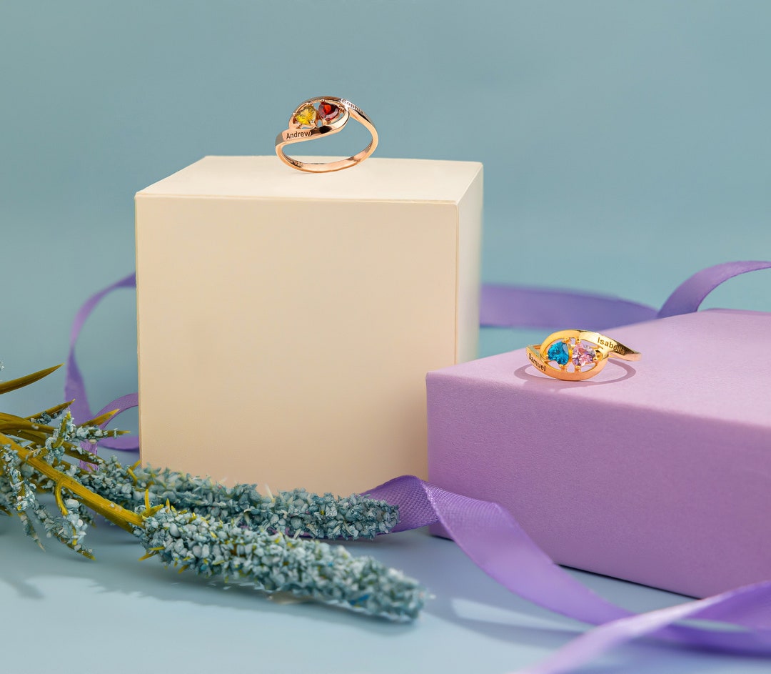 Heart Cluster Couple Ring • Valentines Day Special Gift • Ring With ...