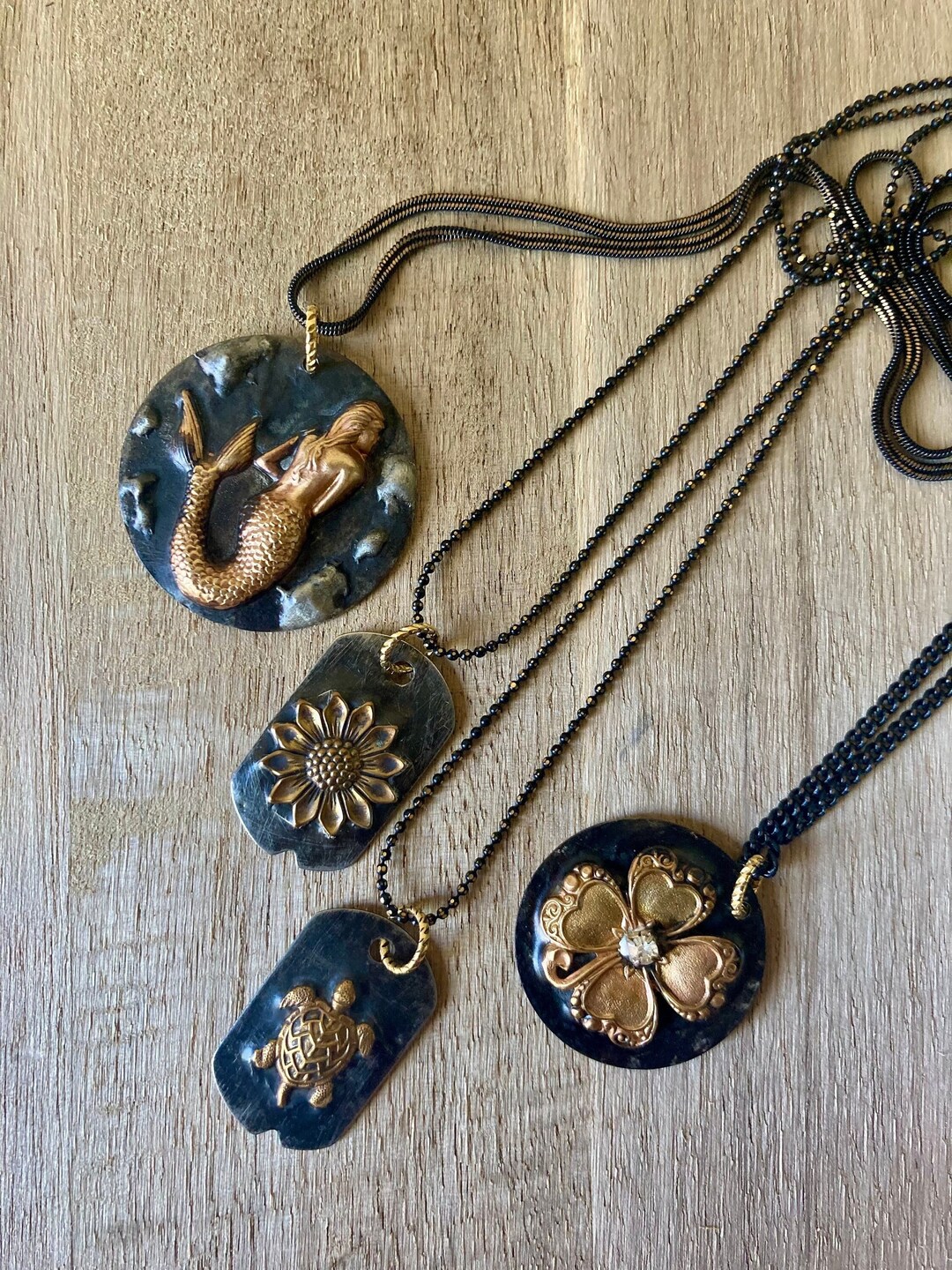 HANDMADE ARTISAN Soldered Pendant Necklaces, Starfish & Crab Pendant ...