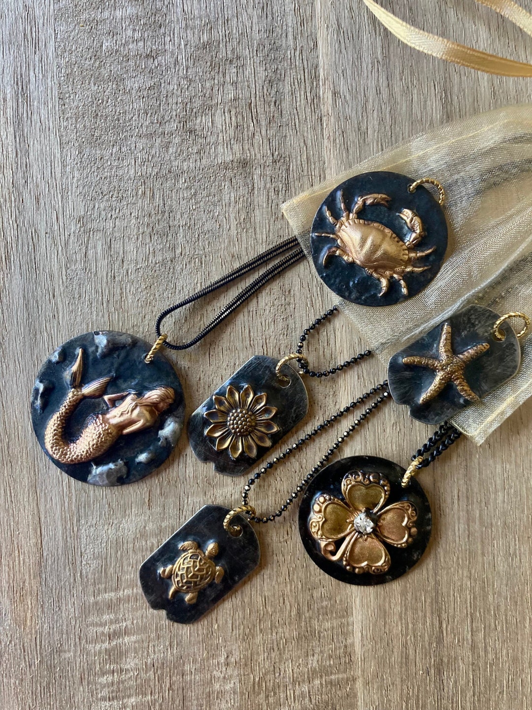 SHAMROCK HANDMADE ARTISAN Soldered Pendant Necklaces, Starfish & Crab ...