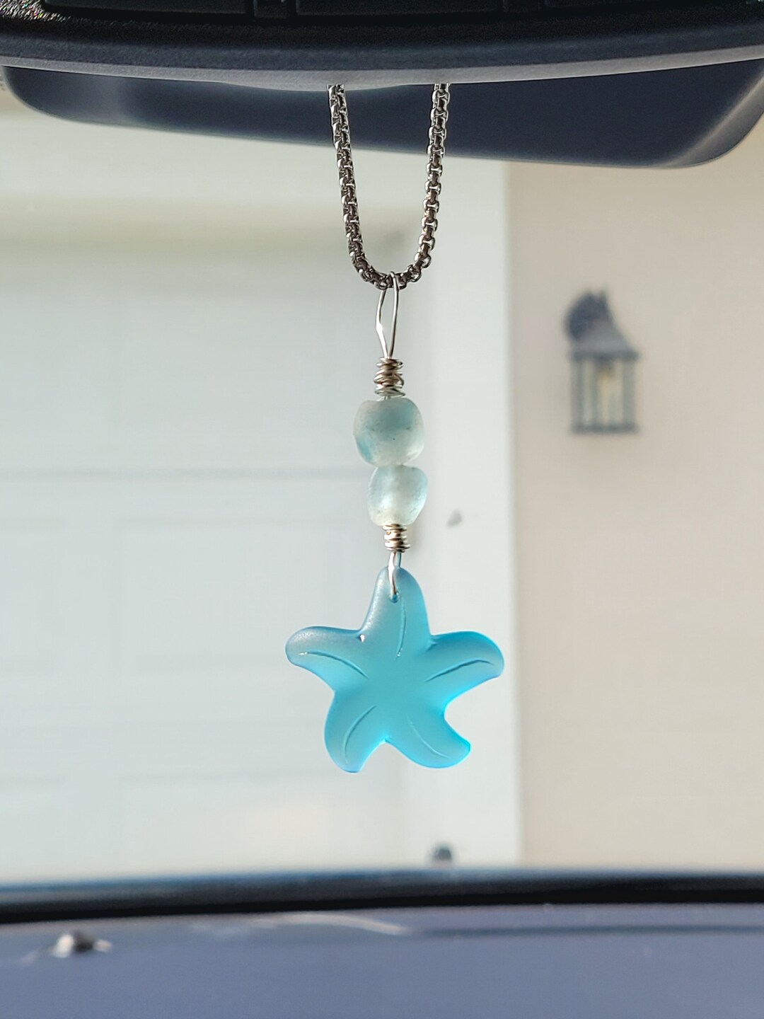 Sea Glass Starfish Car Charm: Beach Decor Rearview Mirror Ornament - Etsy