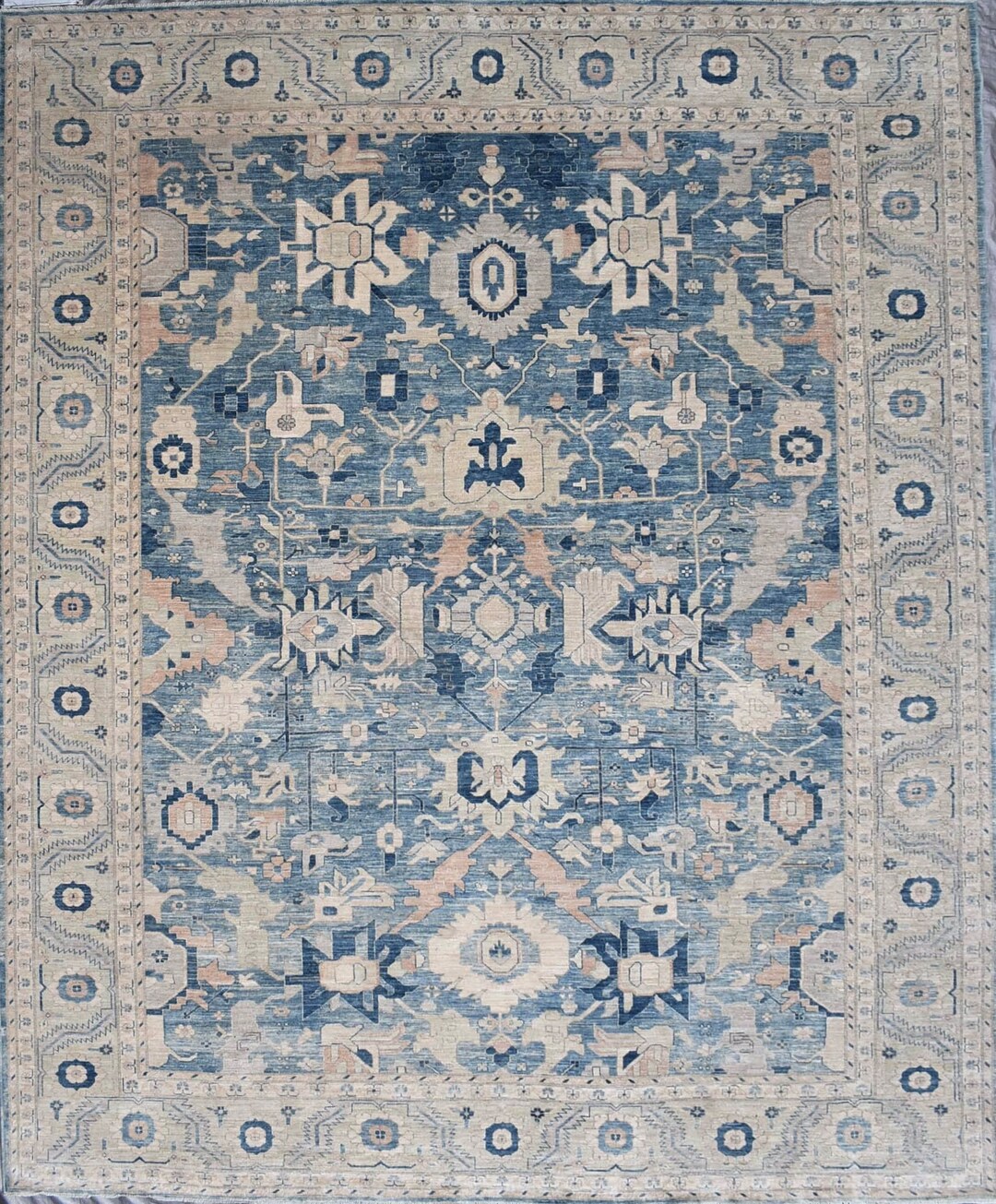 12x15 Neutral Color Persian Design Rug, Fine Knotted Afghan Wool Veg ...