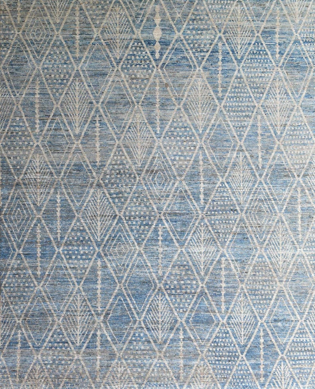 10x14 Moroccan Wool Palace Size Rug, Handmade Shaggy Beni Rug, Blue ...