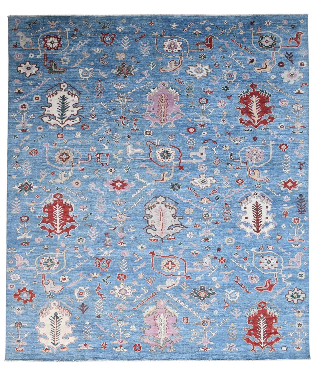 Oversized Blue Afghan Rug: Handspun Wool Transitional Palace Rug (12x15 ...