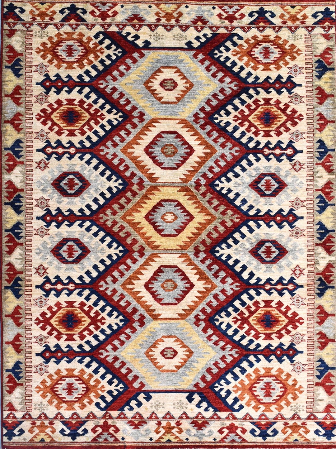 6x8 Ft Eccentric Tribal Rug, Navajo Style Rug, Multicolor Handmade Rug ...