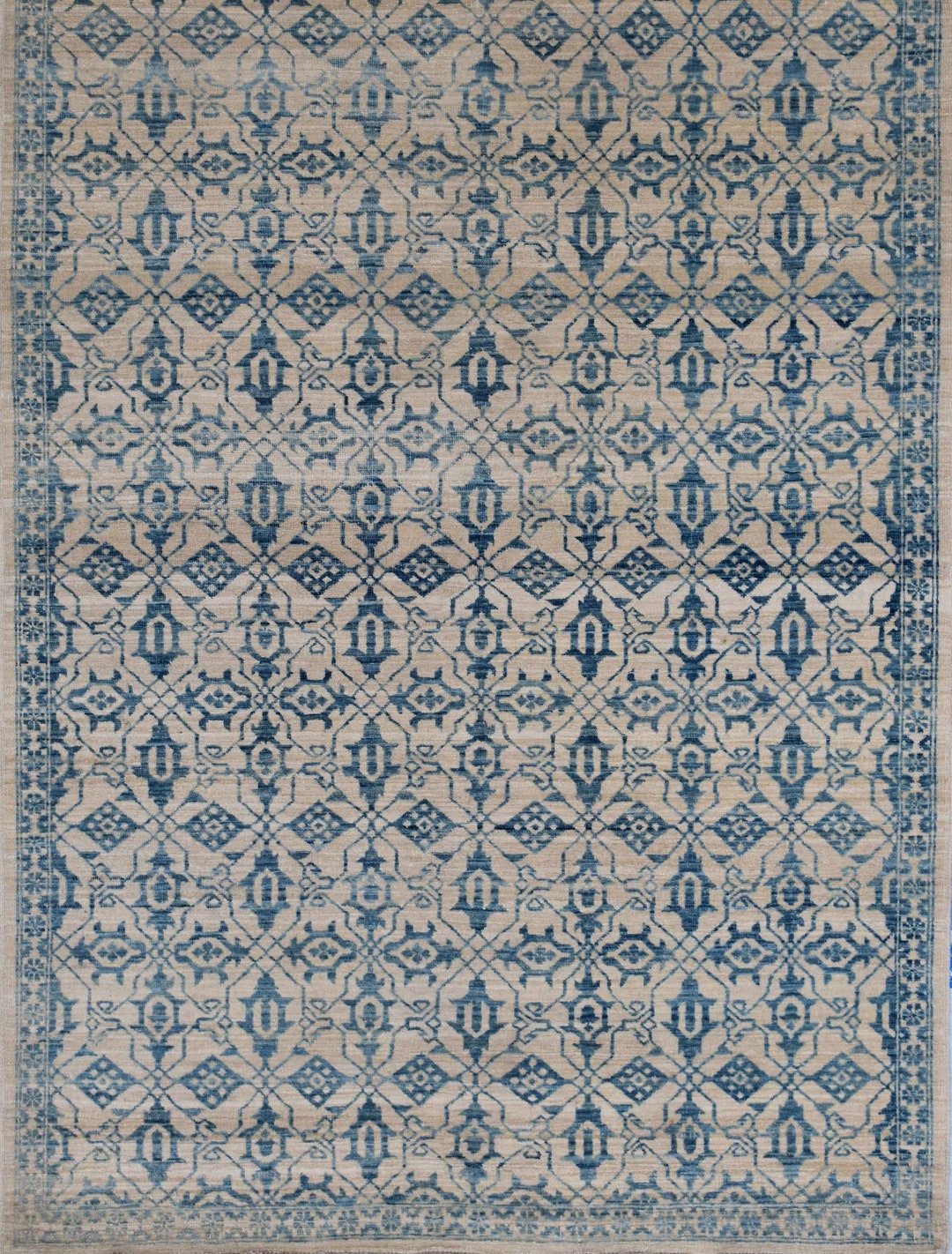 4x6 Blue Afghan Rug: Hand-knotted Wool, Oriental Design - Etsy