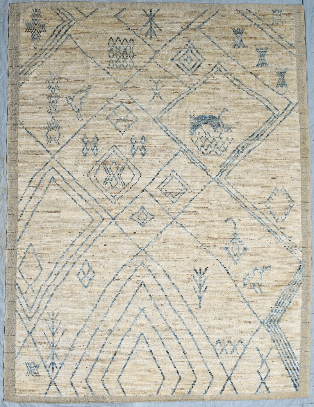 9x12 Feet Modern Rug Beige/cream Blue Rug Dining Room Rug Living Room ...
