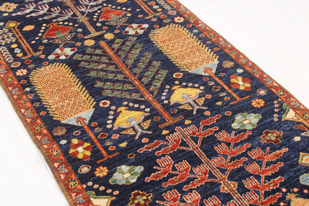 2.8x11.9 Ft Navy Aryana Rug Tree of Life Runner - Etsy