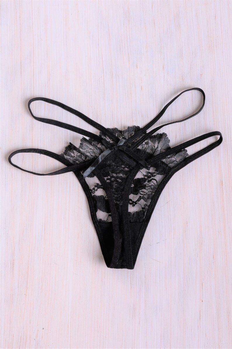 Sexy Sheer Lace Thong Panties For Womens See Through Lingerie Etsy