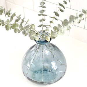 Farm House Round Blue Tint Recycled Glass Vase Bottle - Etsy
