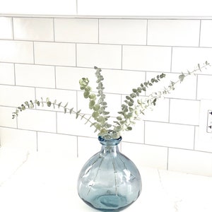 Farm House Round Blue Tint Recycled Glass Vase Bottle - Etsy