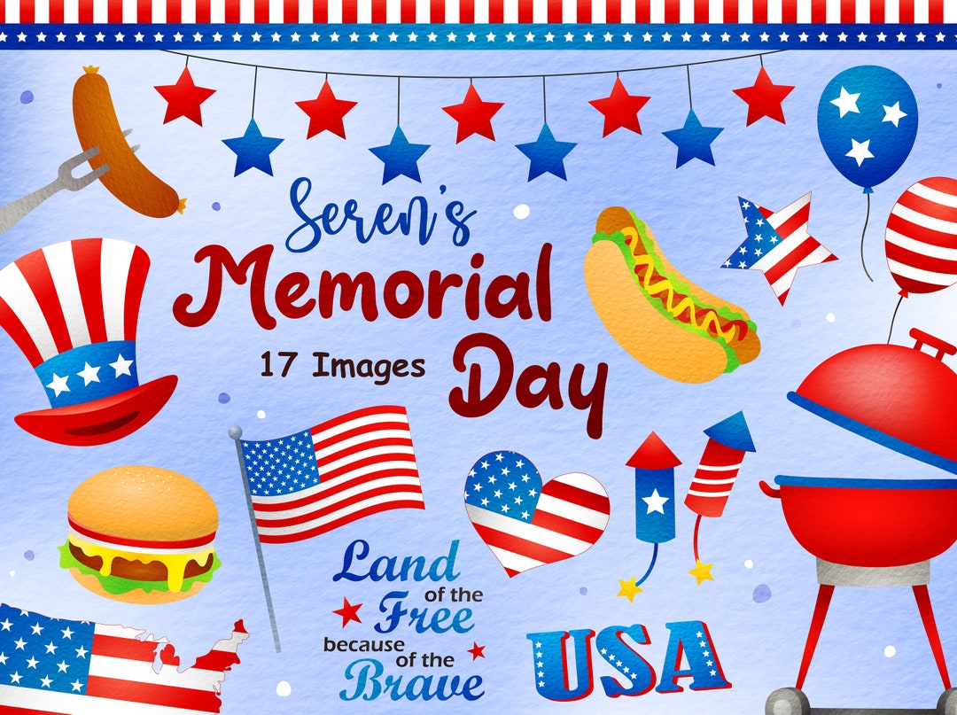 Memorial Day Clipart Instant Download Digital Files, PNG Patriotic USA ...