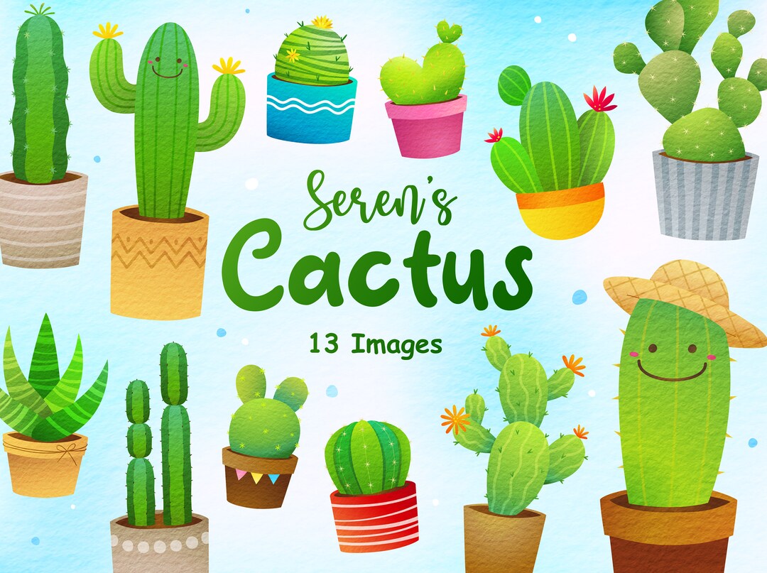 Cactus Clipart Set Instant Download Digital Files, Cactus Icon, Cactus ...