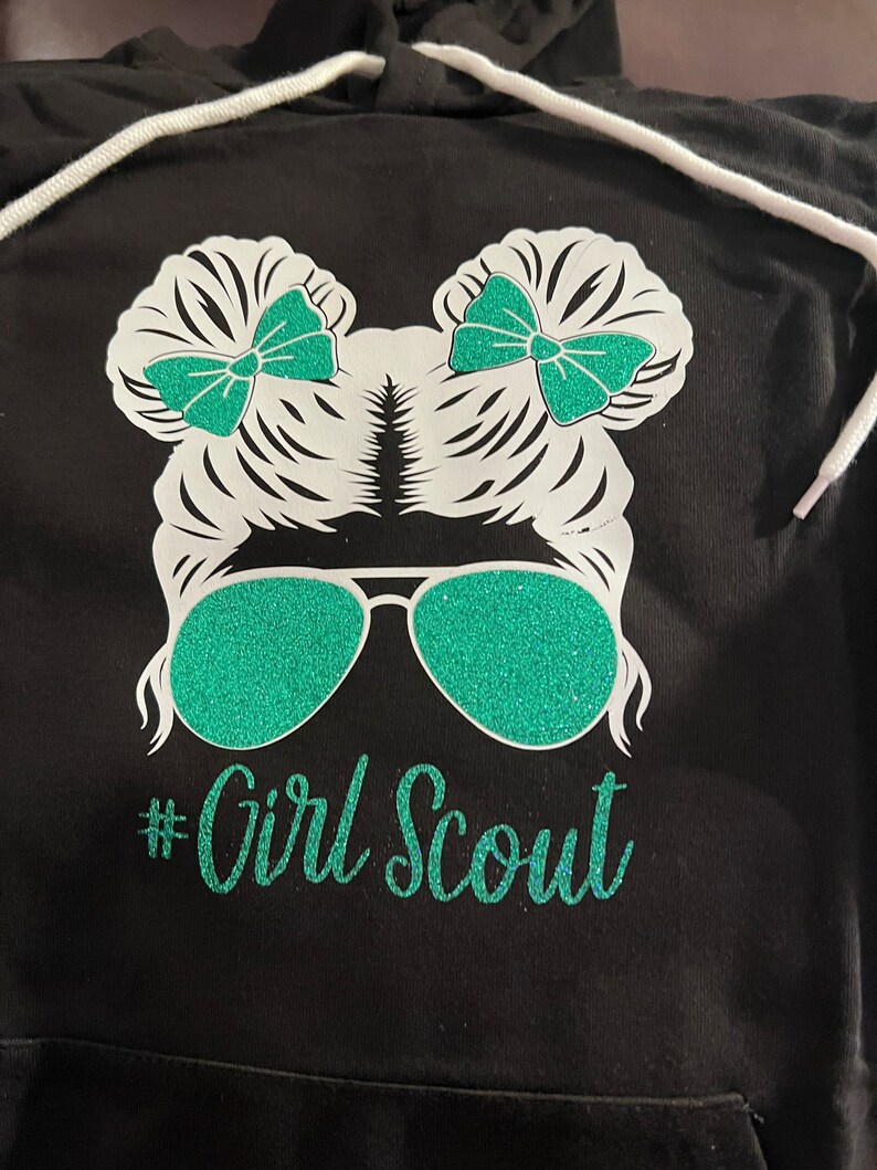 Girl Scout Hoodie Girl With Messy Buns - Etsy