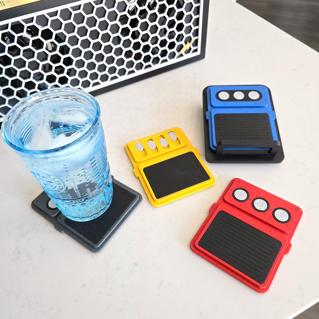 Guitar Pedal Coaster Set A Hand-made, Unique Gift for Guitarists, Music ...