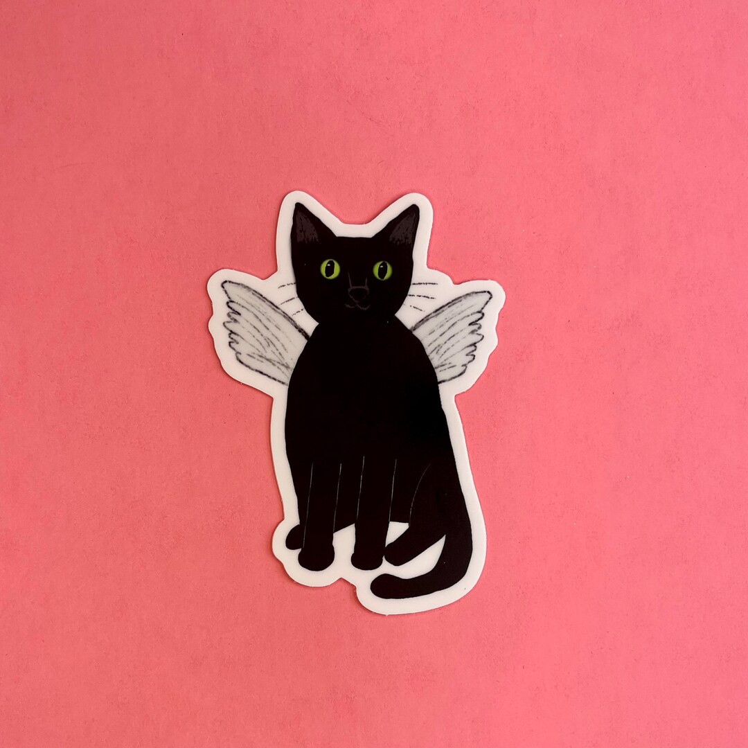 Black Angel Cat Vinyl Sticker – Pet Loss Sympathy Gift - Etsy