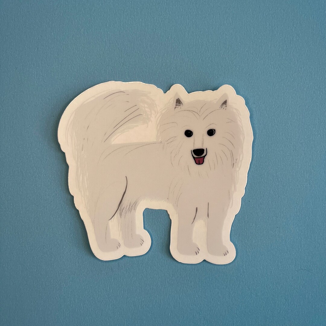 SAMOYED DOG STICKER - Decals for Laptop - Samoyed White Dog Sticker ...