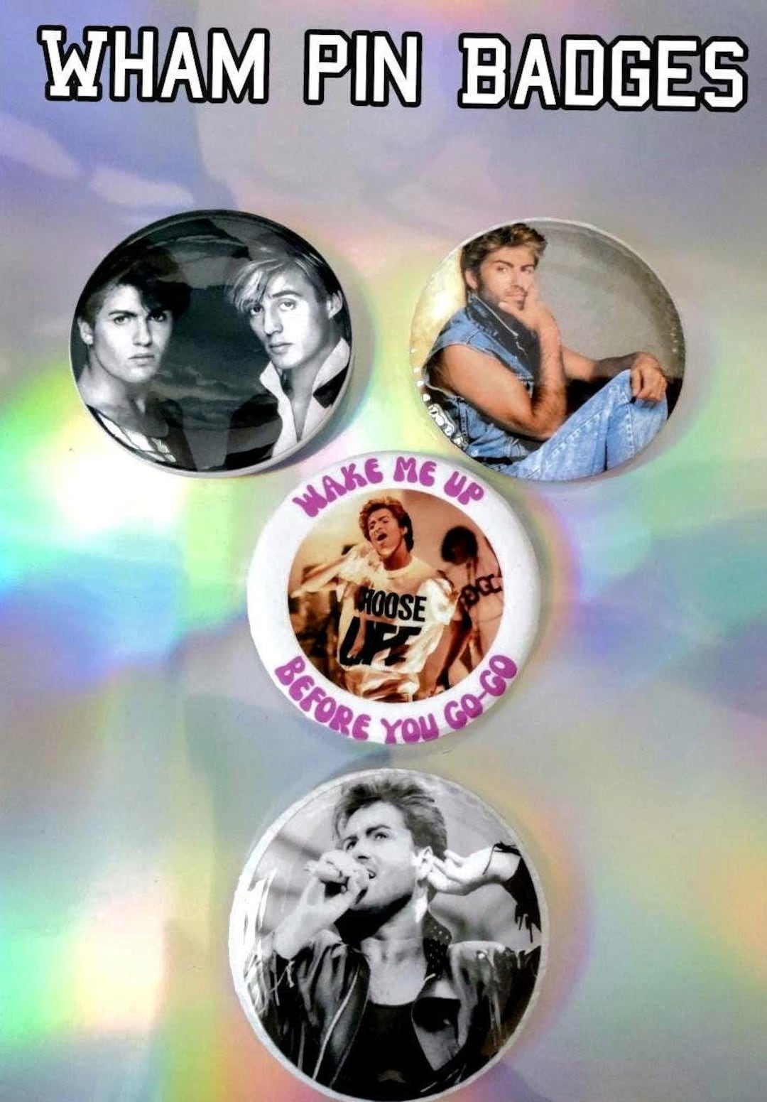 Wham Pin Badges, Xl,5.8cm, George Michael Gifts, Wham Gifts, 80s Gifts ...